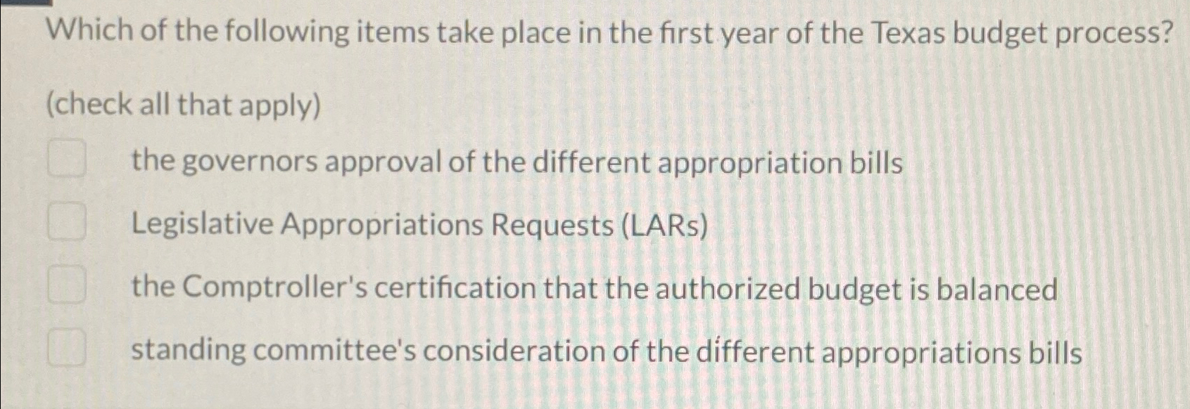 Solved Which of the following items take place in the first | Chegg.com