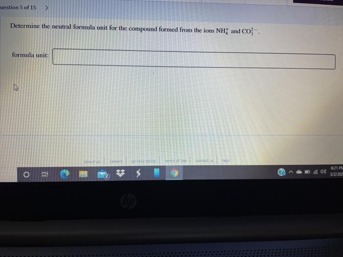 Solved uestion 5 of 15 > Determine the neutral formula unit | Chegg.com