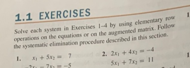 Solved 1 1.1 EXERCISES Solve each system in Exercises 1-4 by | Chegg.com