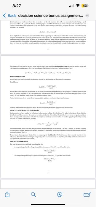 DisweBack decision science bonus assignmen... Bakes. | Chegg.com