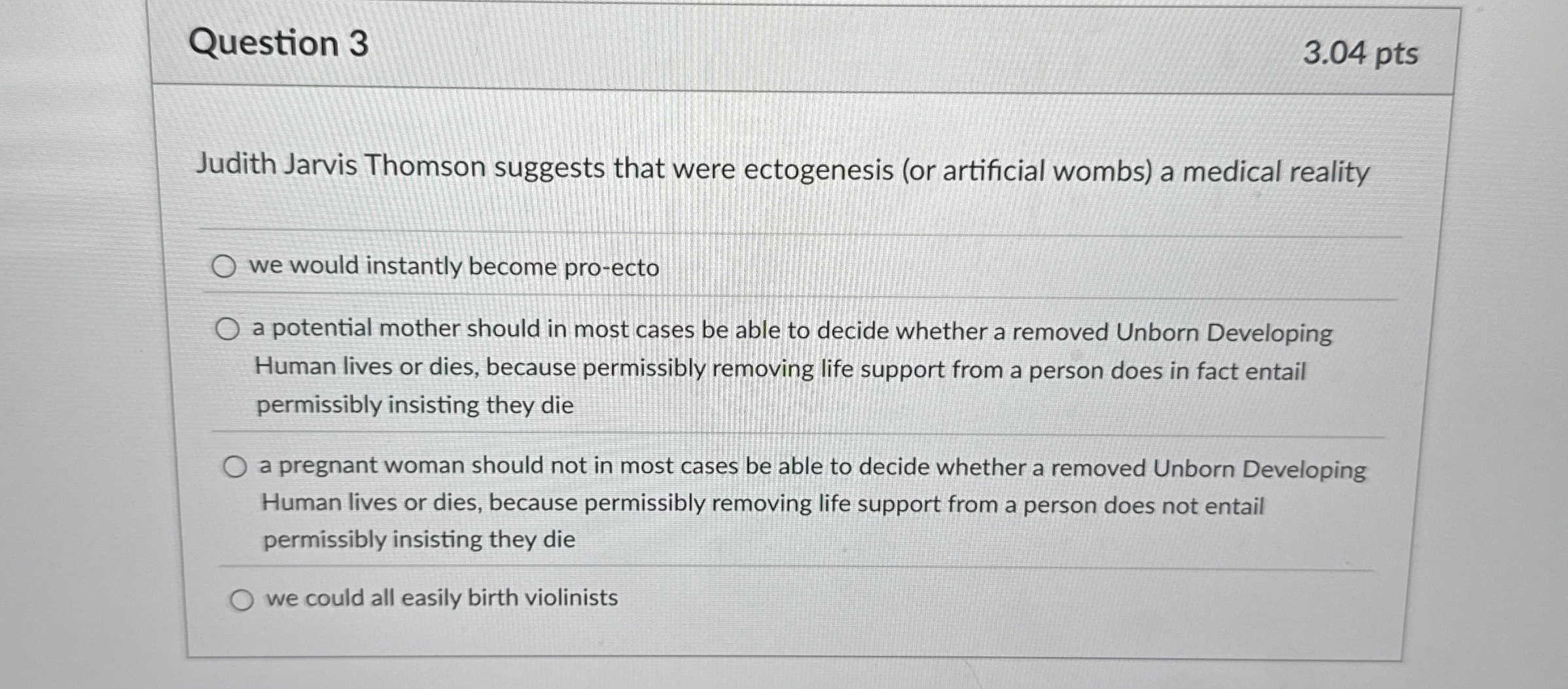 Solved Question 33.04 ﻿ptsJudith Jarvis Thomson suggests | Chegg.com