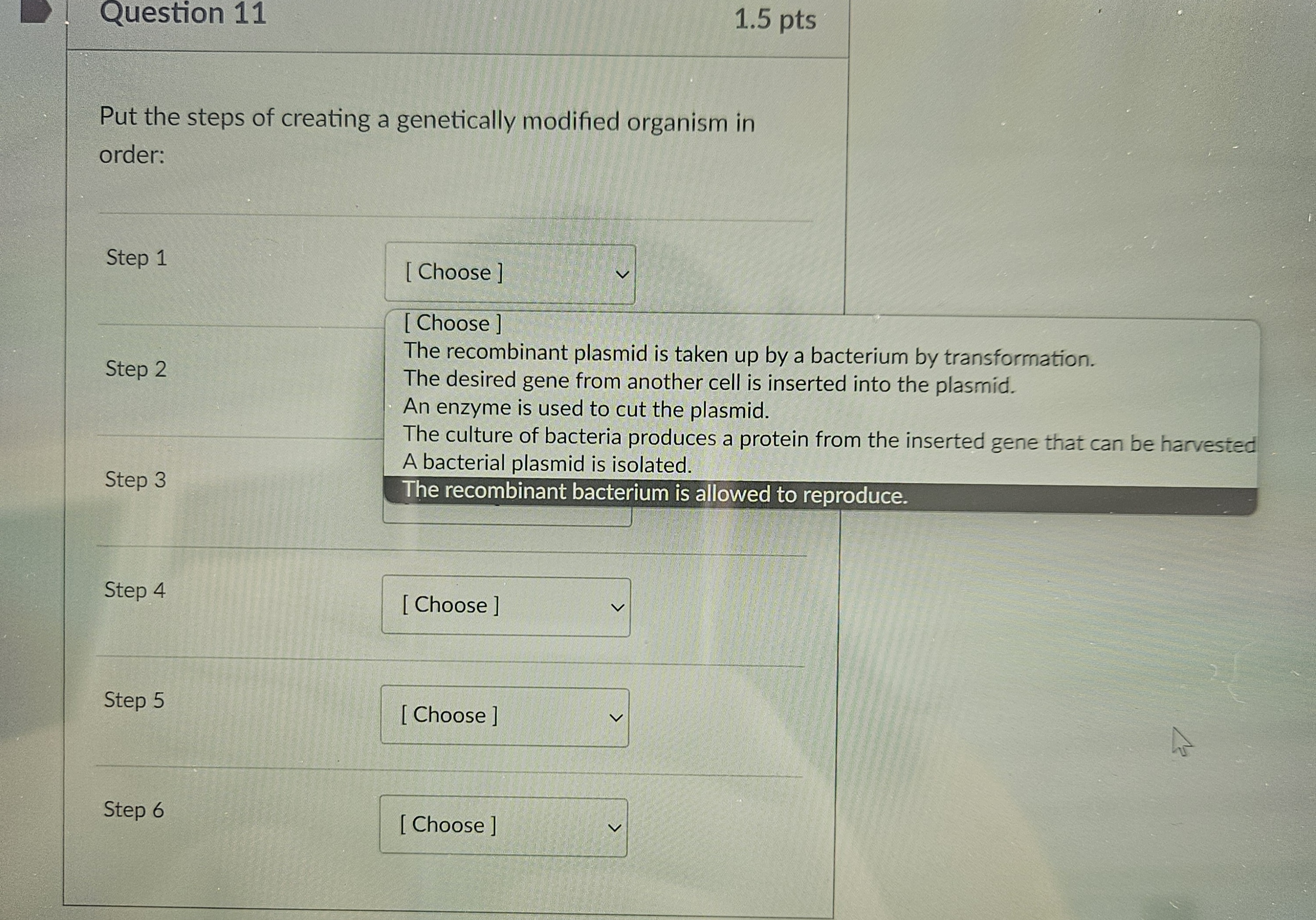 Solved Question 11Put the steps of creating a genetically | Chegg.com
