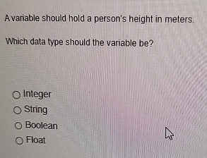 Solved A variable should hold a person's height in | Chegg.com