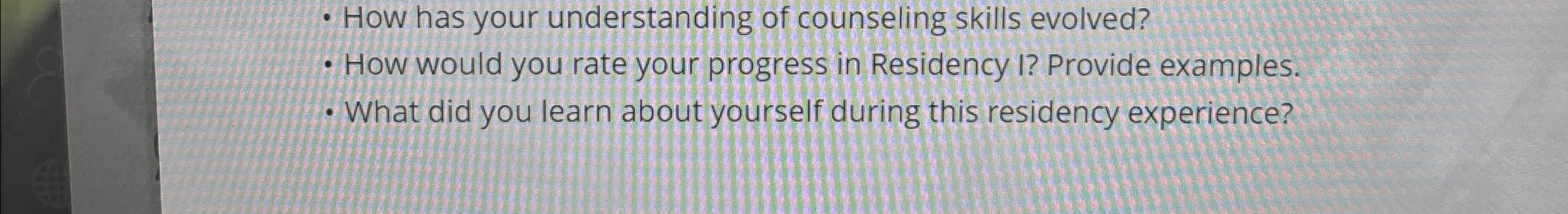 Solved How has your understanding of counseling skills | Chegg.com