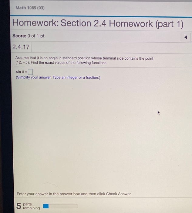 Solved Math 1085 (03) Homework: Section 2.4 Homework (part | Chegg.com