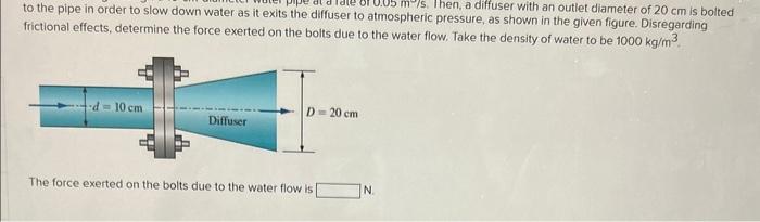 Solved to the pipe in order to slow down water as it exits | Chegg.com