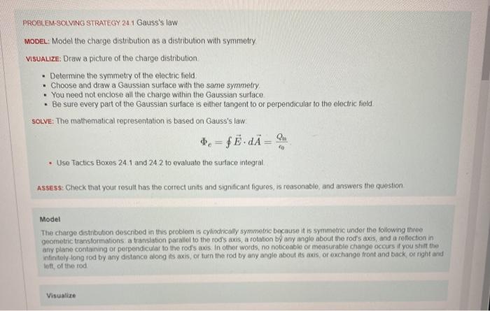 Solved PROBLEM SOLVING STRATEGY 24 1 Gauss's law MODEL: | Chegg.com