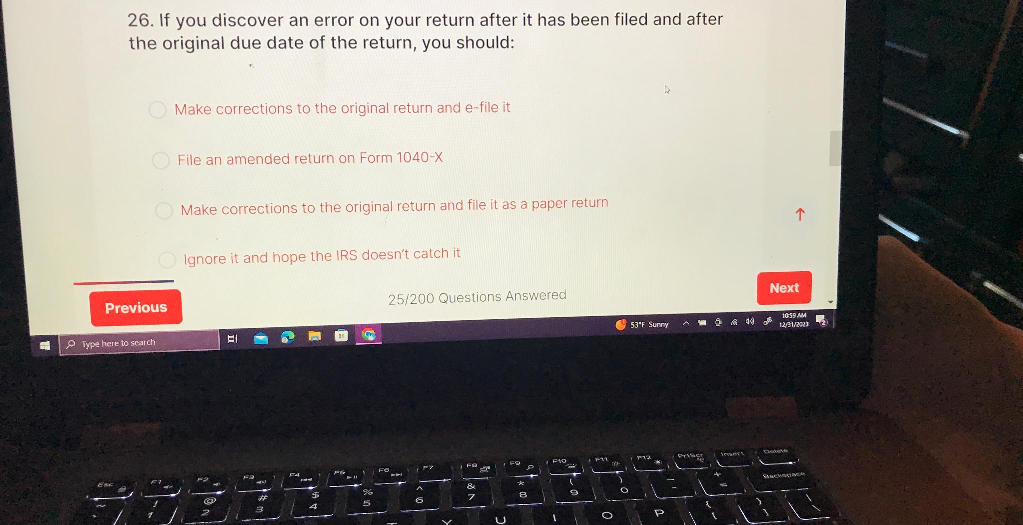 Solved If you discover an error on your return after it has | Chegg.com