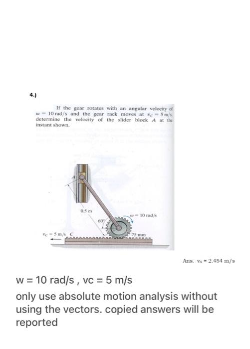 Solved If the gear rotates with an angular velocity of | Chegg.com