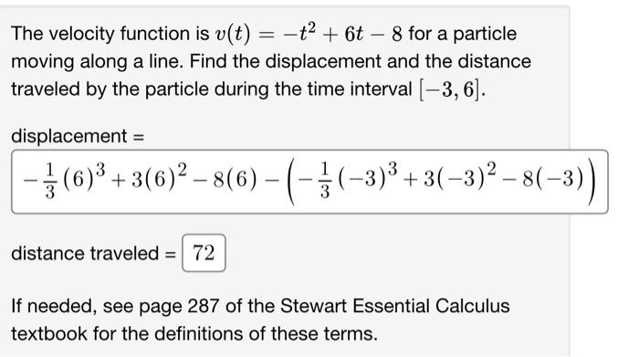 Solved The Velocity Function Is V T −t2 6t−8 For A Particle