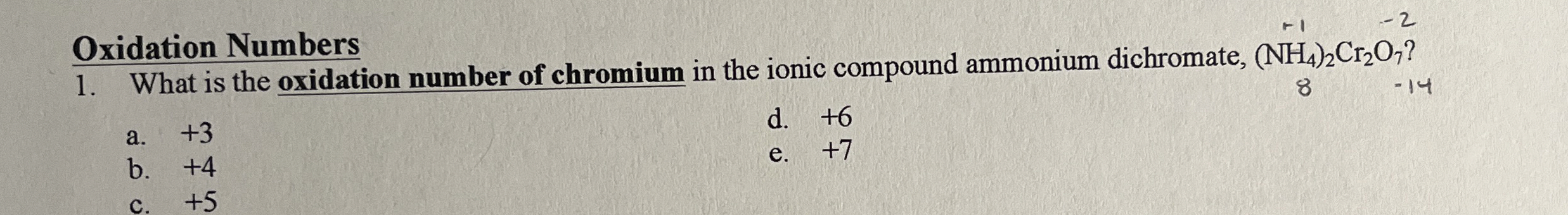 Solved Oxidation NumbersWhat is the oxidation number of | Chegg.com