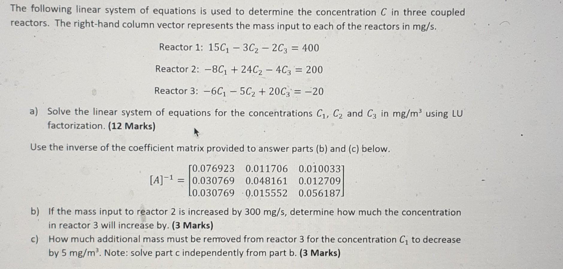 Solved The following linear system of equations is used to | Chegg.com