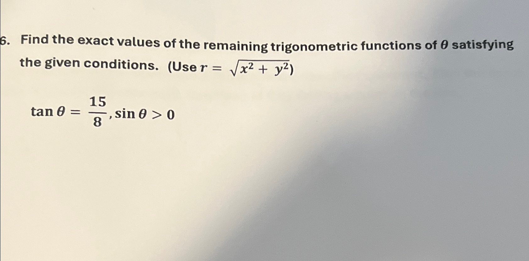 Solved Find the exact values of the remaining trigonometric | Chegg.com