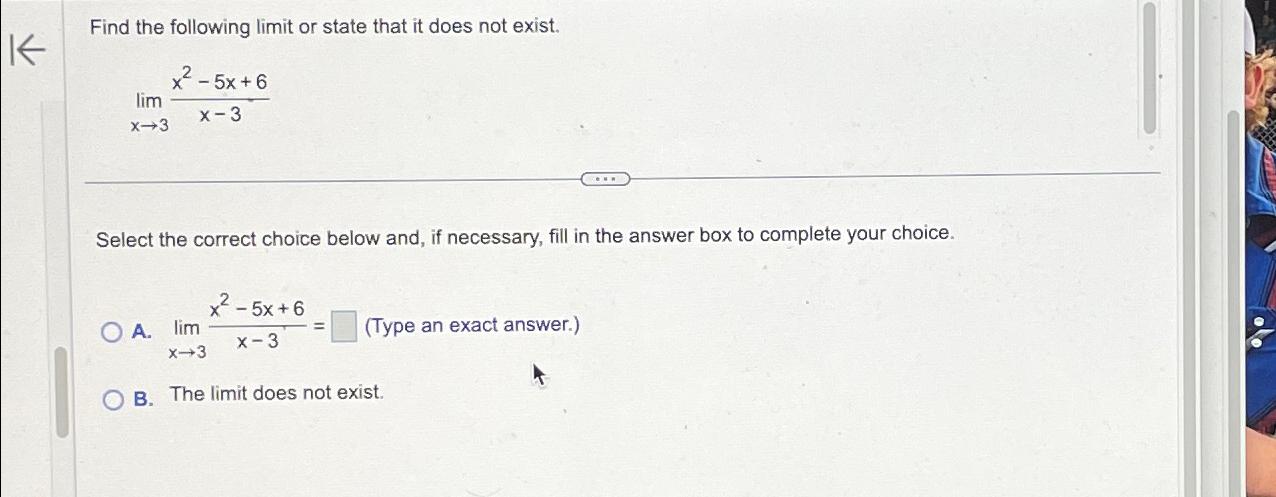 Solved Find the following limit or state that it does not | Chegg.com