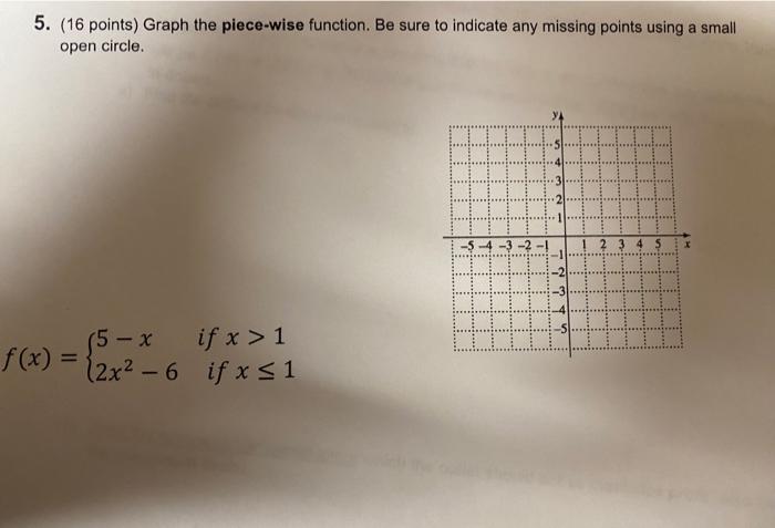 Solved 5. (16 points) Graph the piece-wise function. Be sure | Chegg.com