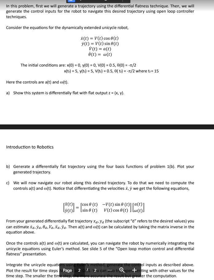 Solved In this problem, first we will generate a trajectory | Chegg.com