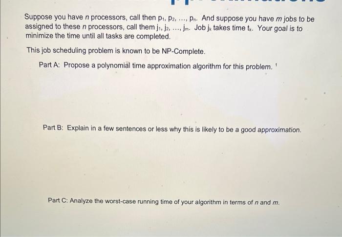 Solved Suppose you have n processors, call then p1,p2,…,pn. | Chegg.com