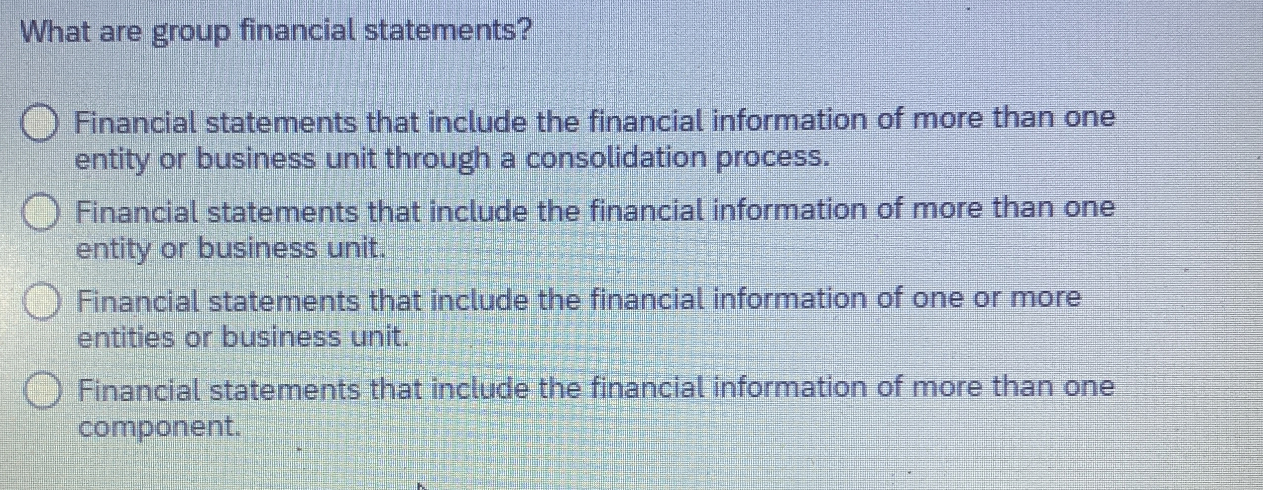 Solved What are group financial statements?Financial | Chegg.com