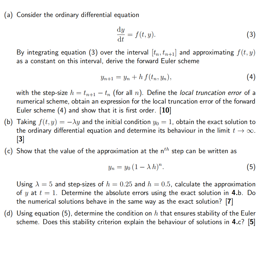 Solved (a) ﻿Consider the ordinary differential | Chegg.com