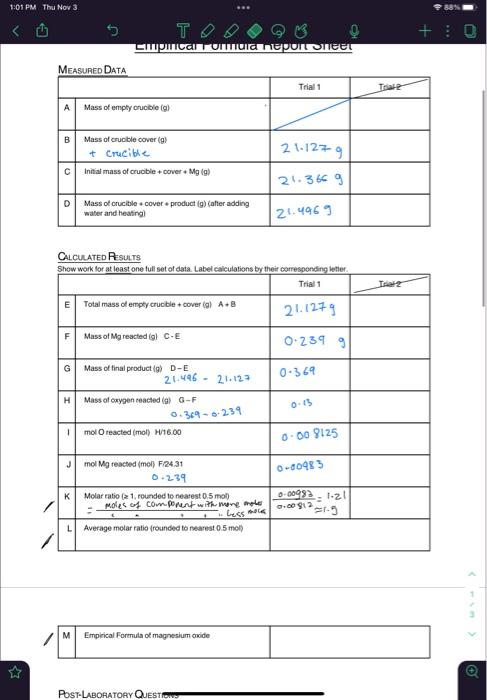 Solved Calculated REsults | Chegg.com