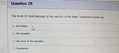 Solved Question 28The book of Jude belongs to the section of | Chegg.com