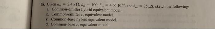Solved 58. Given he 2.4k.h = 100, h = 4 X 10. and h = 25 us, | Chegg.com