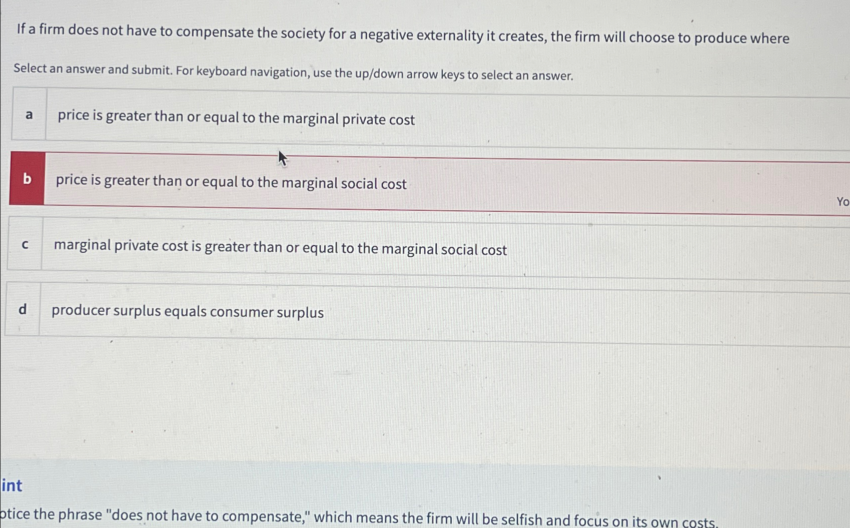 Solved If a firm does not have to compensate the society for | Chegg.com