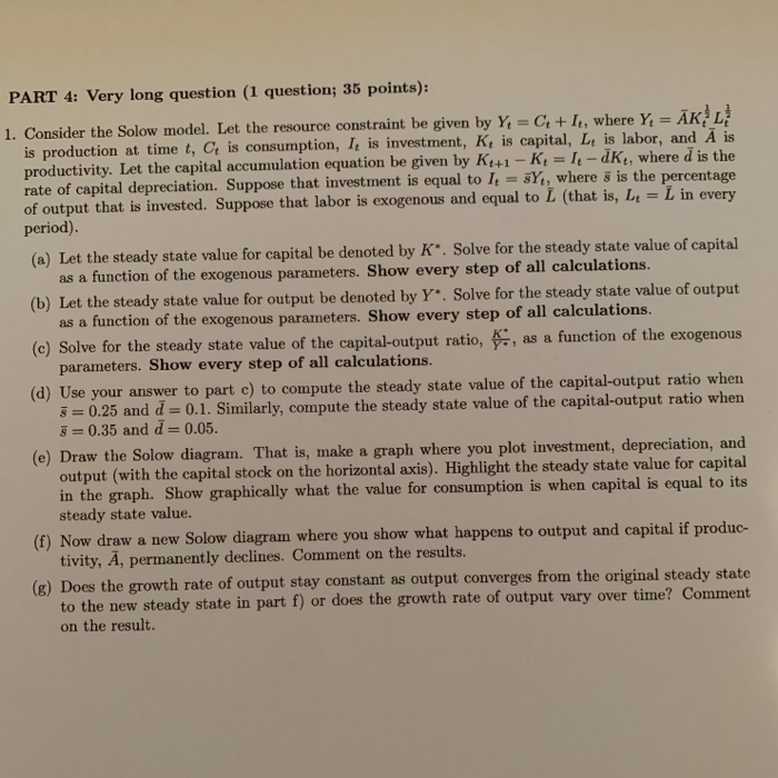 Solved 1 PART 4: Very long question (1 question; 35 points): | Chegg.com