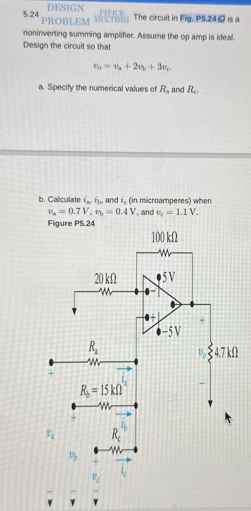 Solved 5.24DESIGN PSPICE MULTISIM The circuit in Fig. | Chegg.com