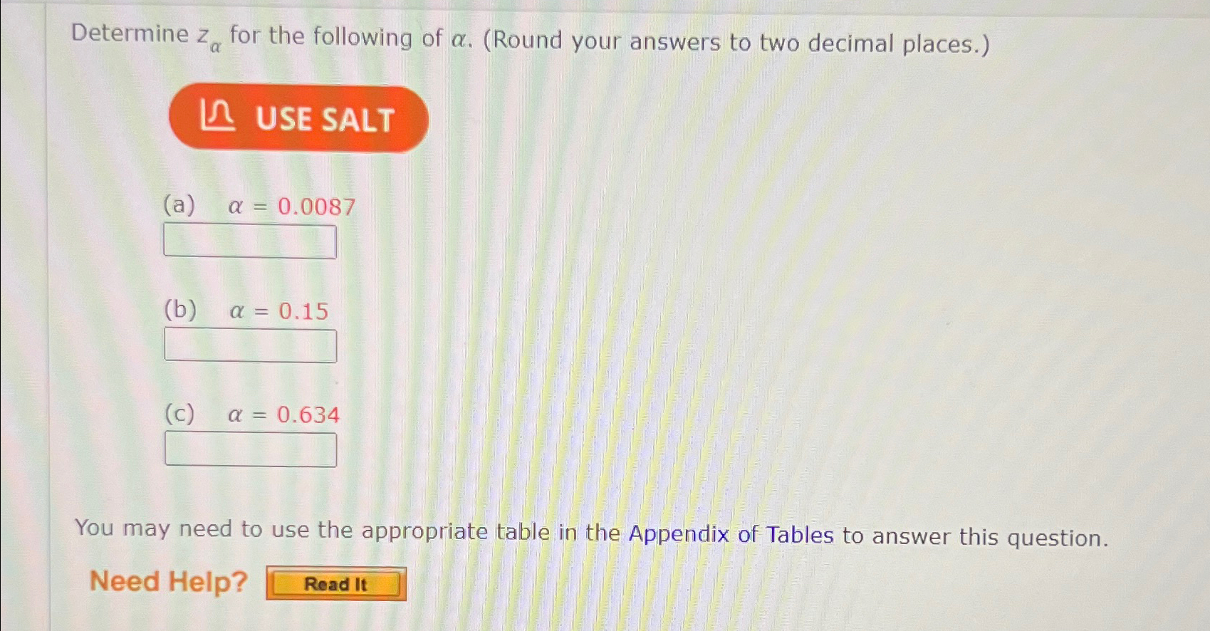 Solved Determine zα ﻿for the following of α. (Round your | Chegg.com