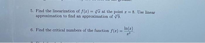 Solved 5. Find the linearization of f(x)=3x at the point | Chegg.com
