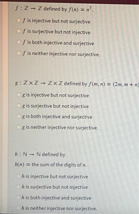 Solved Decide whether each of the following functions is | Chegg.com