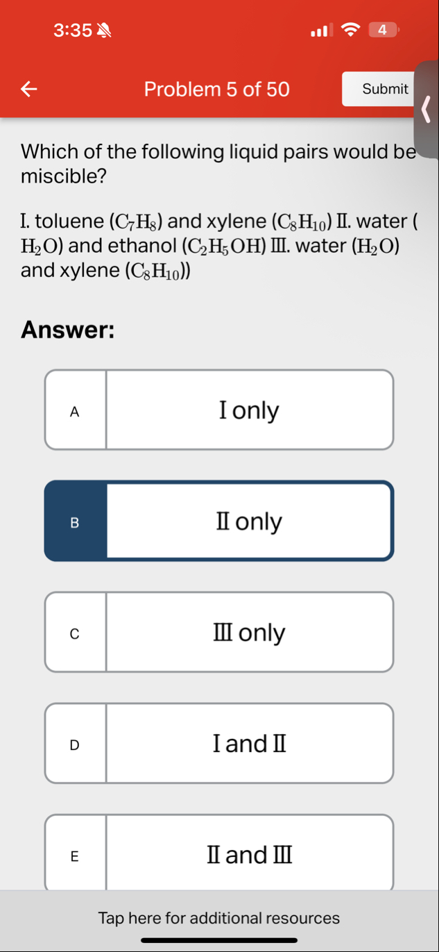 Solved 3:354Problem 5 ﻿of 50SubmitWhich of the following | Chegg.com