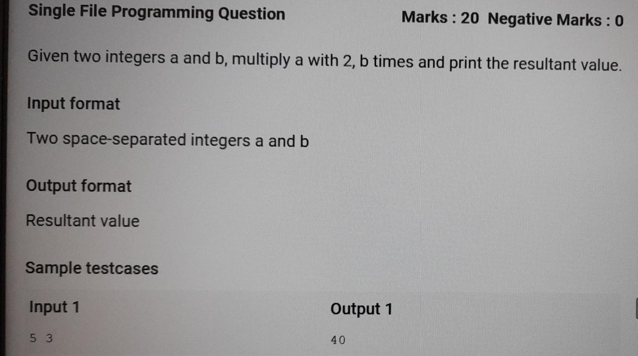 Solved Single File Programming Question Marks : 20 Negative | Chegg.com