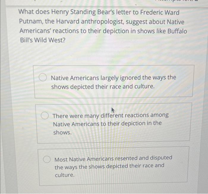 Solved What does Henry Standing Bear's letter to Frederic | Chegg.com