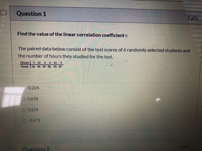 Solved Question 1 5 pts Find the value of the linear | Chegg.com