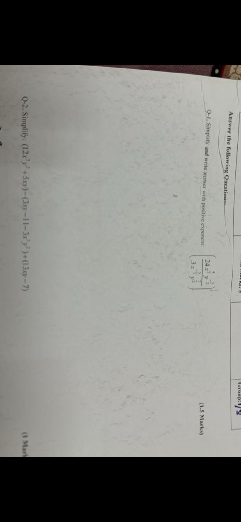 Solved Answer the following QuestionssQ-1. ﻿Simplify and | Chegg.com