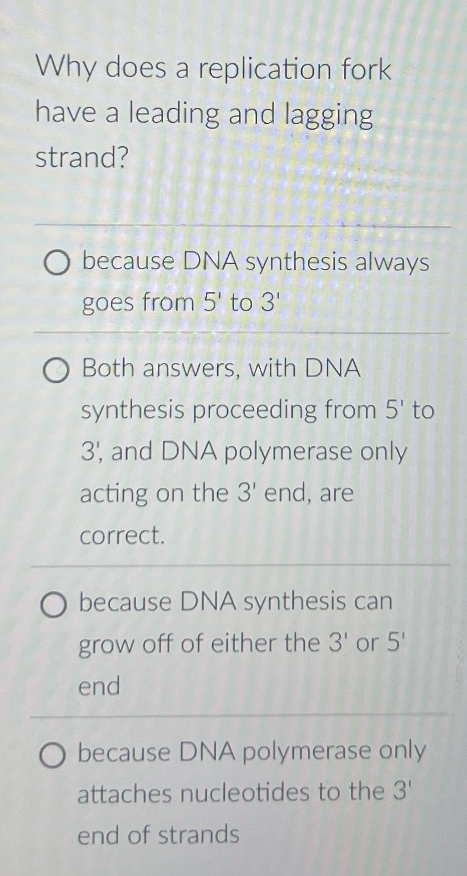 Solved Why does a replication fork have a leading and | Chegg.com