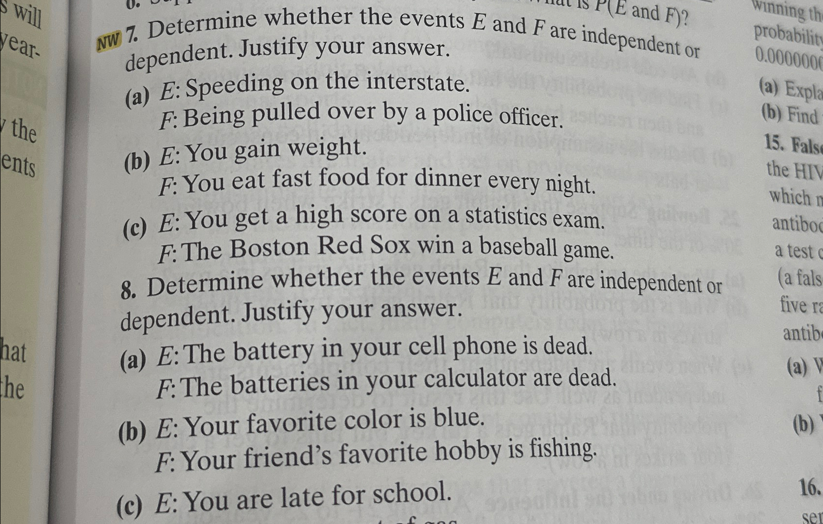 Solved Nw 7. ﻿Determine whether the events E ﻿and F ﻿are | Chegg.com