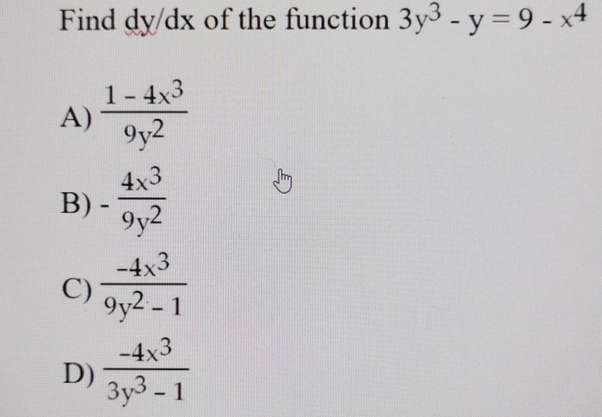 Solved Find dydx ﻿of the function | Chegg.com