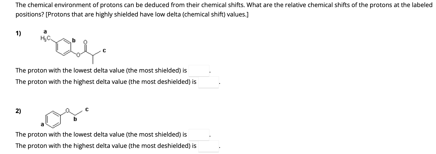 Solved The chemical environment of protons can be deduced | Chegg.com