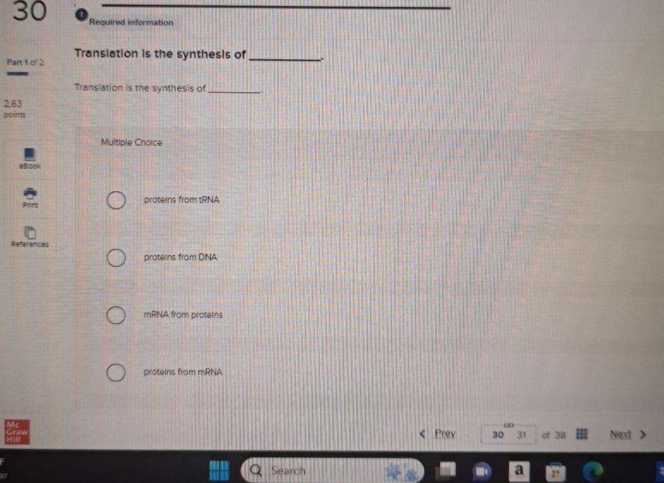 Solved (1)Required informationTranslation is the synthesis | Chegg.com