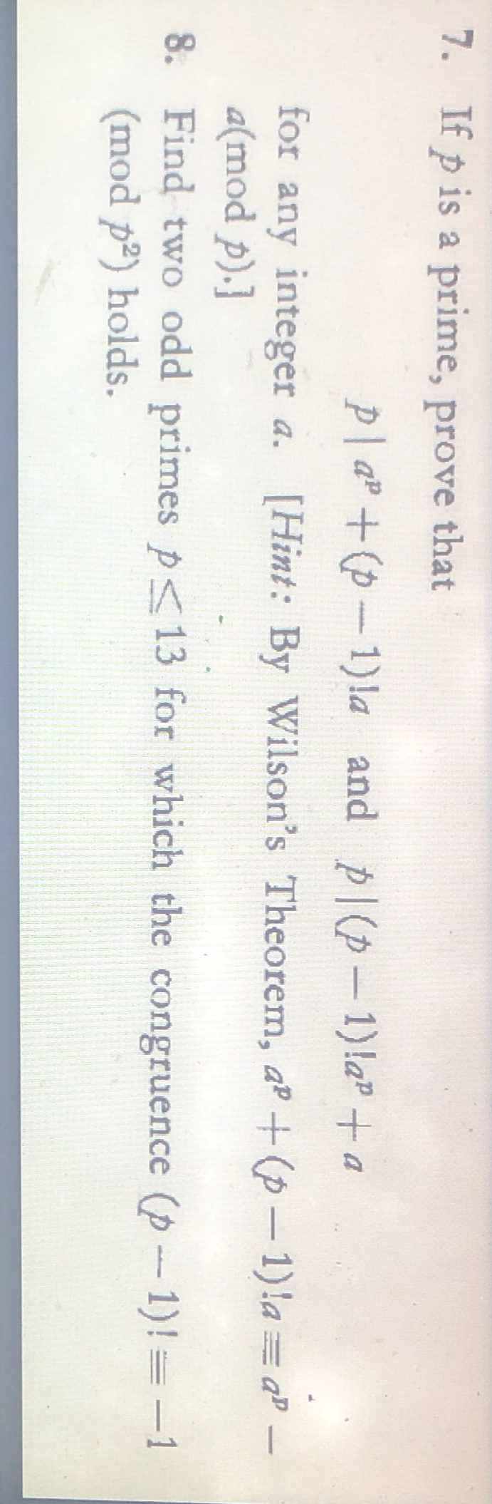 Solved If p ﻿is a prime, prove thatp|ap+(p-1)!a and | Chegg.com