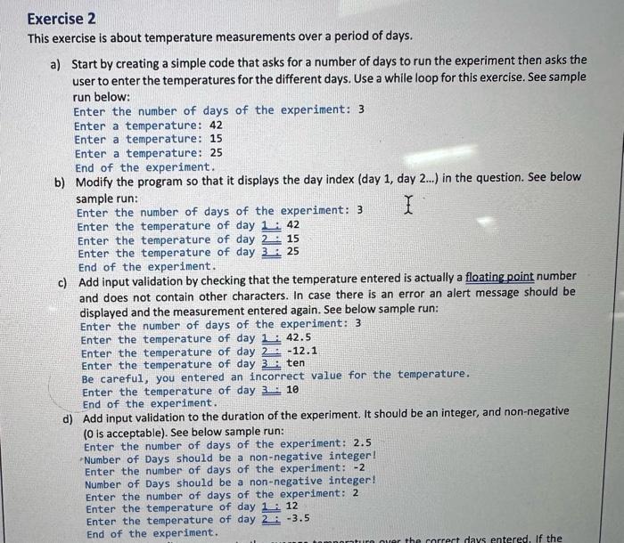 Solved xercise 2 his exercise is about temperature | Chegg.com