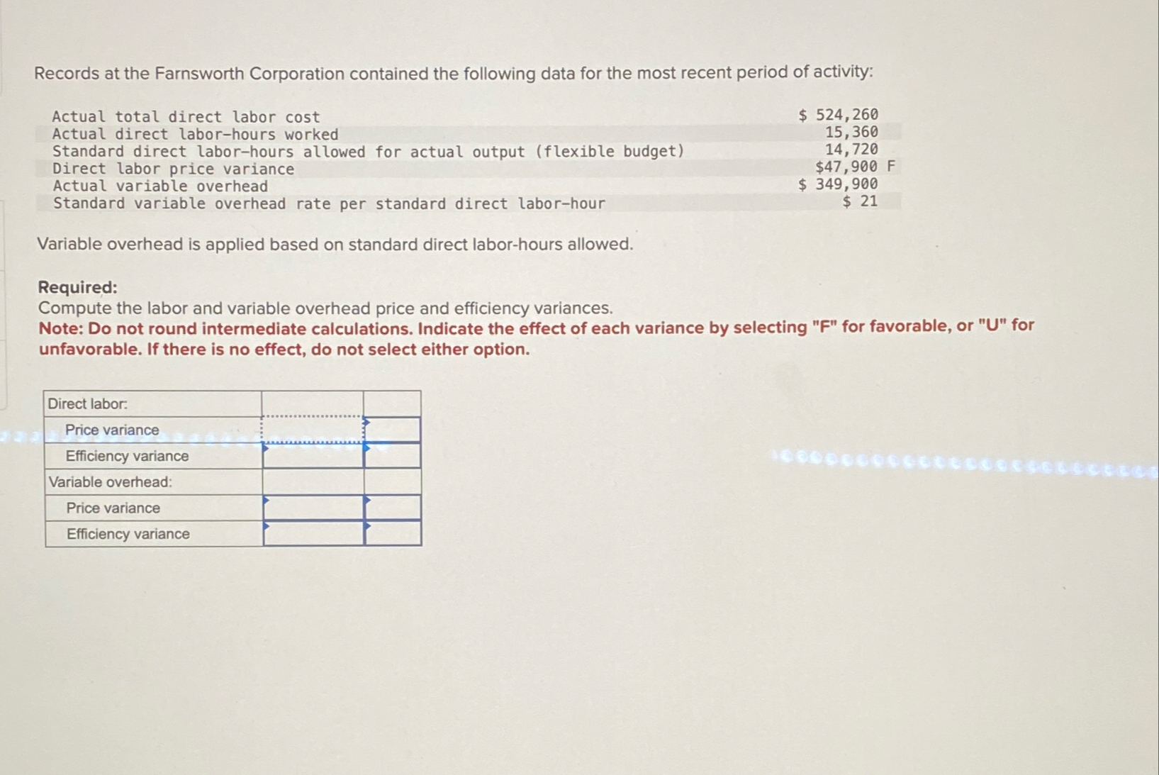 Solved Records at the Farnsworth Corporation contained the | Chegg.com