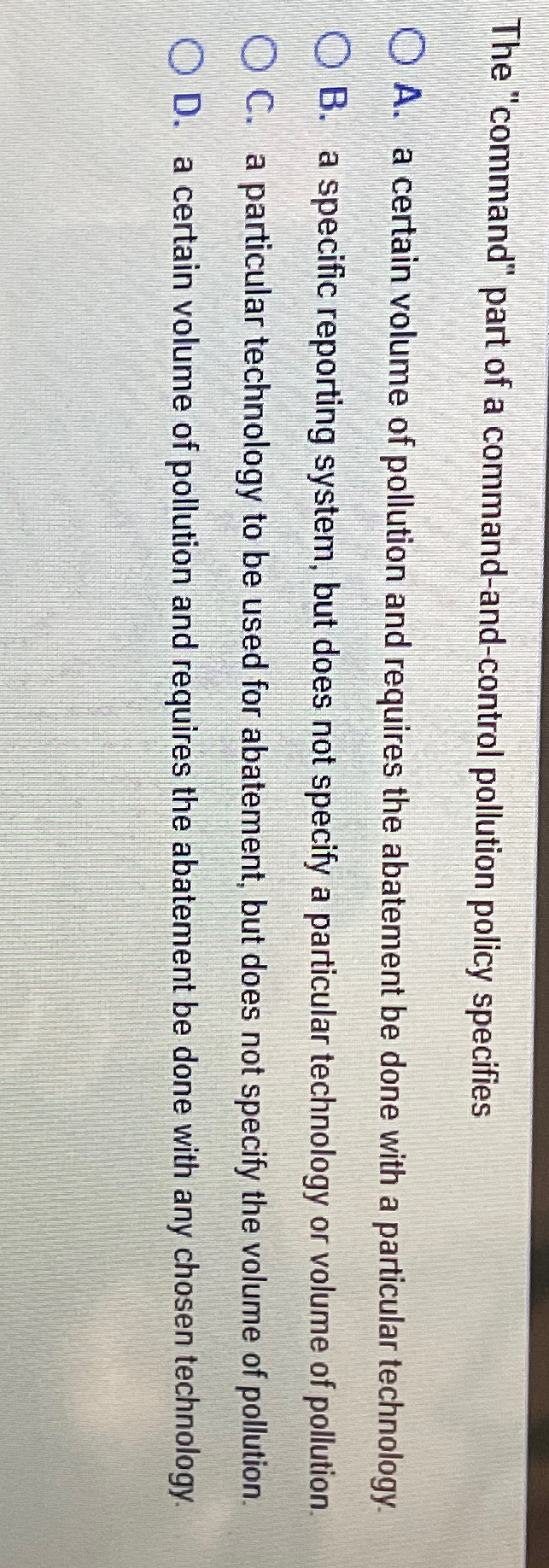 Solved The "command" part of a command-and-control pollution | Chegg.com