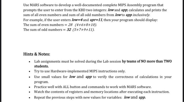 Solved Use MARS software to develop a well-documented | Chegg.com