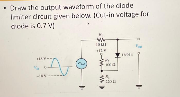 [Solved]: Draw the output waveform of the diode limiter circ