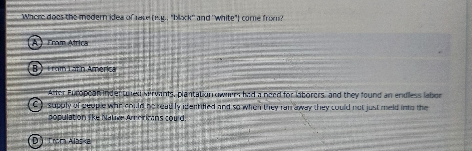 Solved Where does the modern idea of race (e.g., ﻿"black" | Chegg.com
