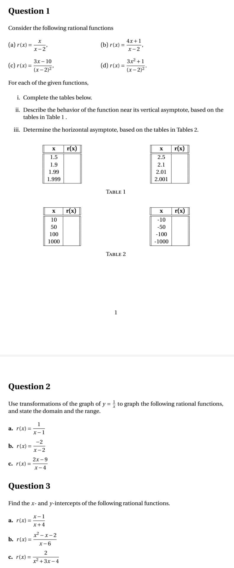 Solved Consider the following rational functions (a) | Chegg.com